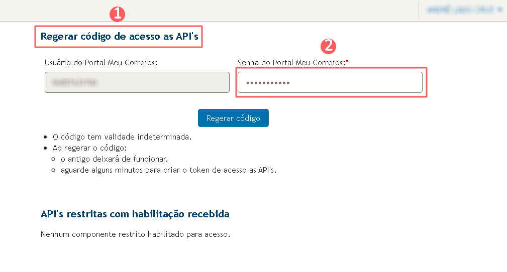 Ativar integração com Correios